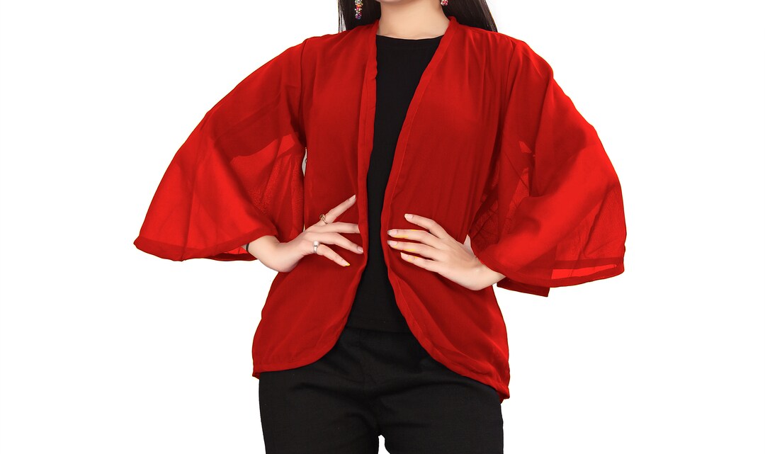 Sheer Chiffon Beach Cover-up Shrug | Lightweight Open Front Jacket ...