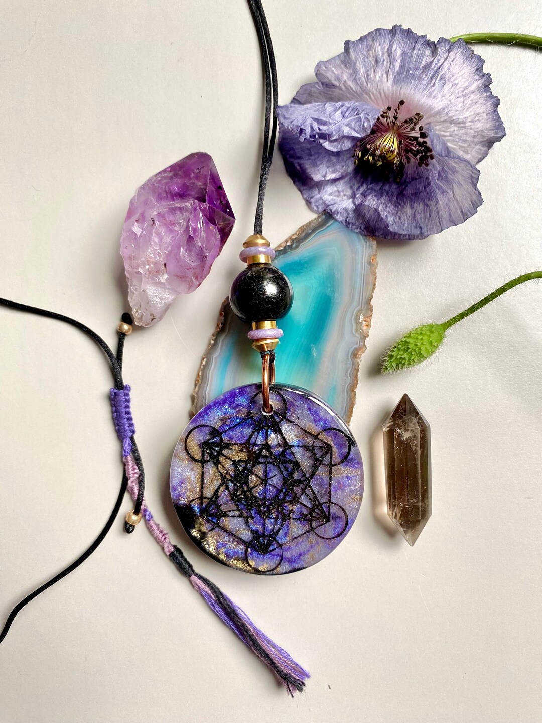 I Am Violet Flame GLOW Metatron's Cube Orgonite Protection Amulet ...