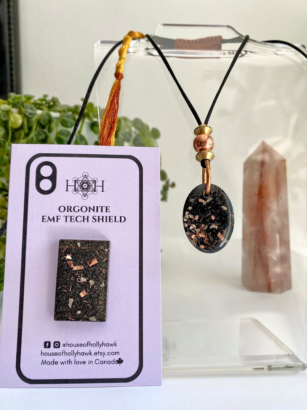 Orgonite Bundle: Wearable EMF Shield Amulet + Tech Shield EMF Protector ...