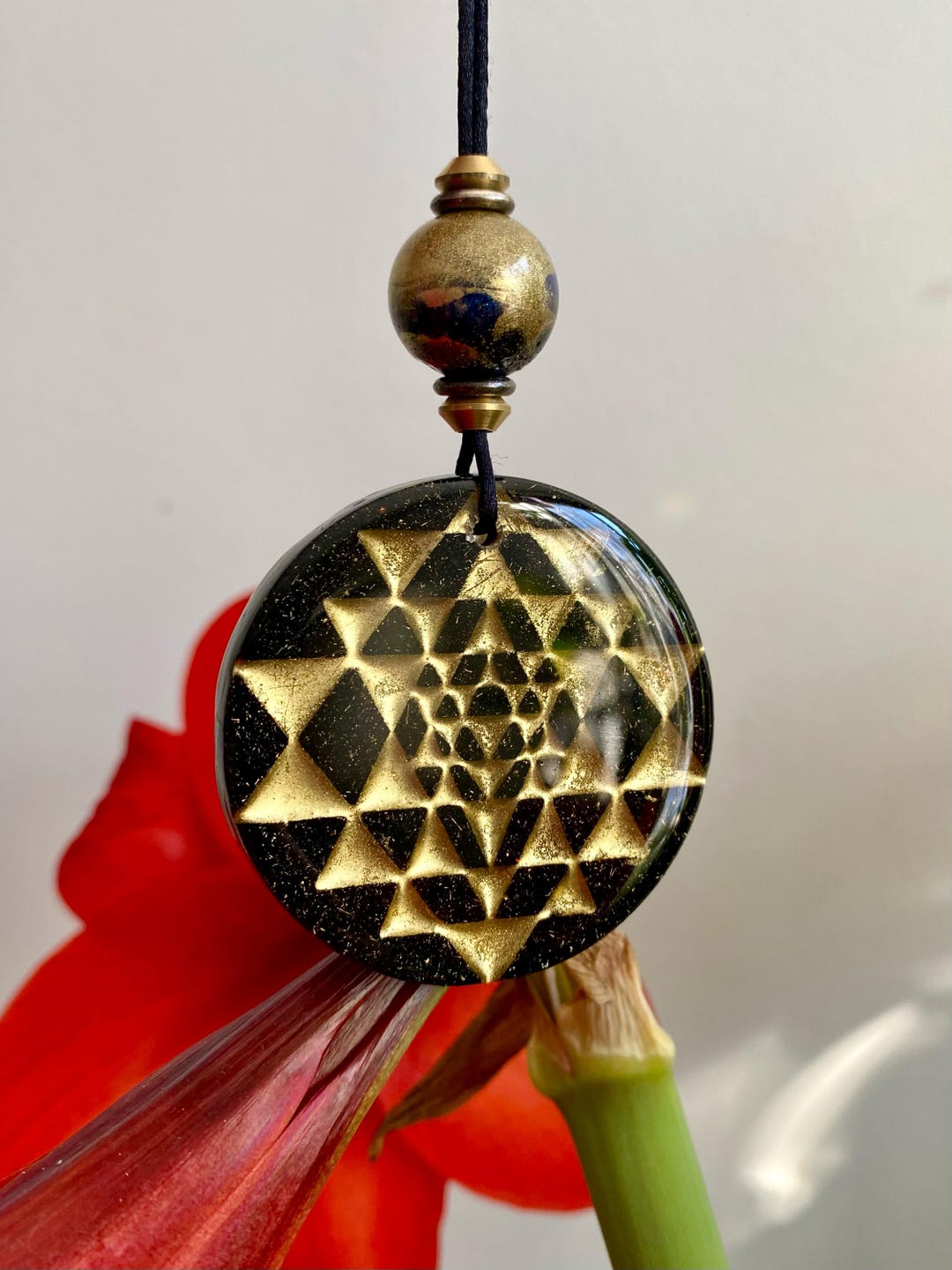 I Am Protected Orgonite Sri Yantra EMF Shield With Hamsa | Sacred ...