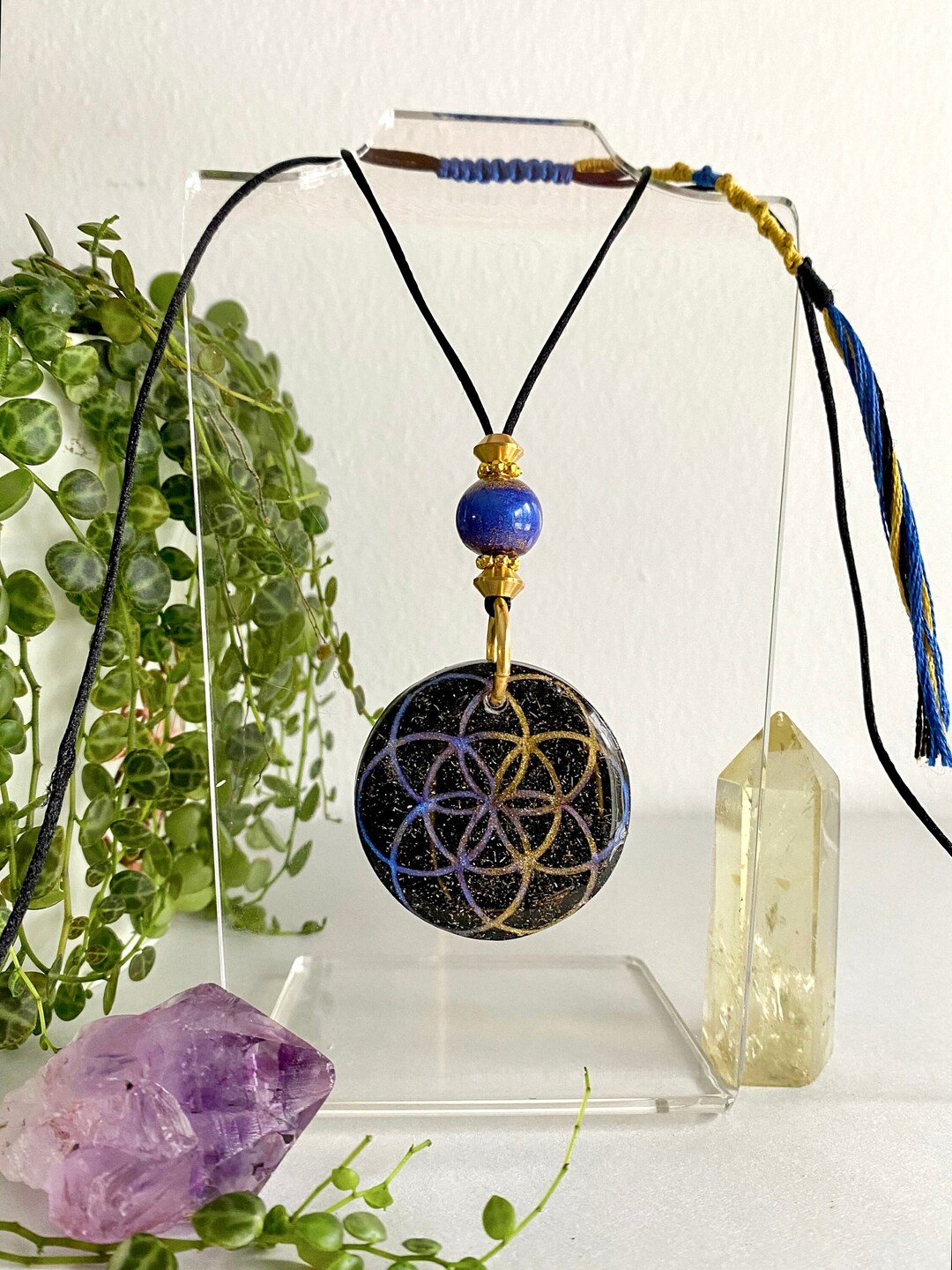 I Am Divinely Guided Orgonite EMF Shield Seed of Life Necklace | Sacred ...