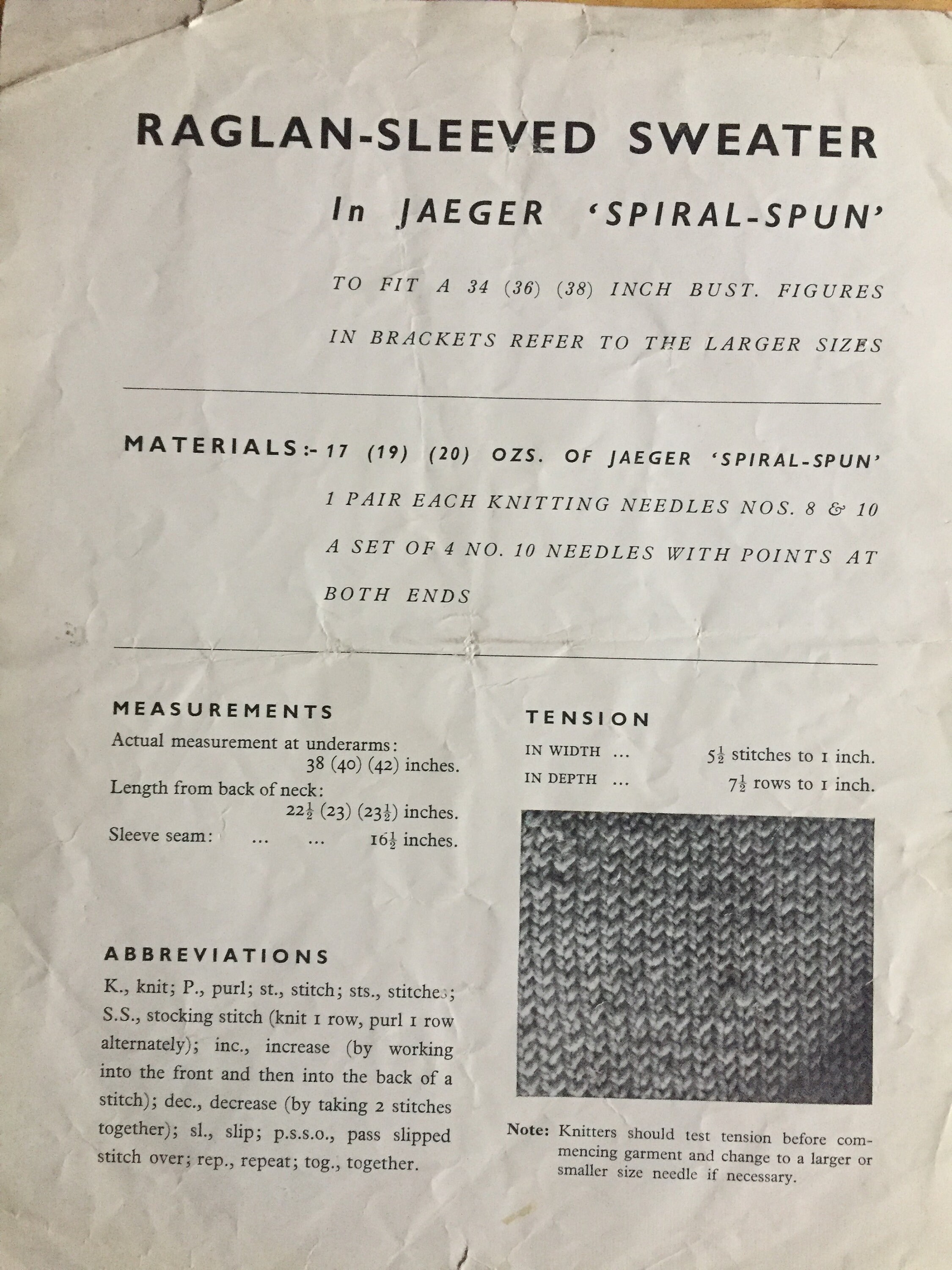 Original Vintage Knitting Pattern - Jaeger Ladies / Womens Long Sleeved ...