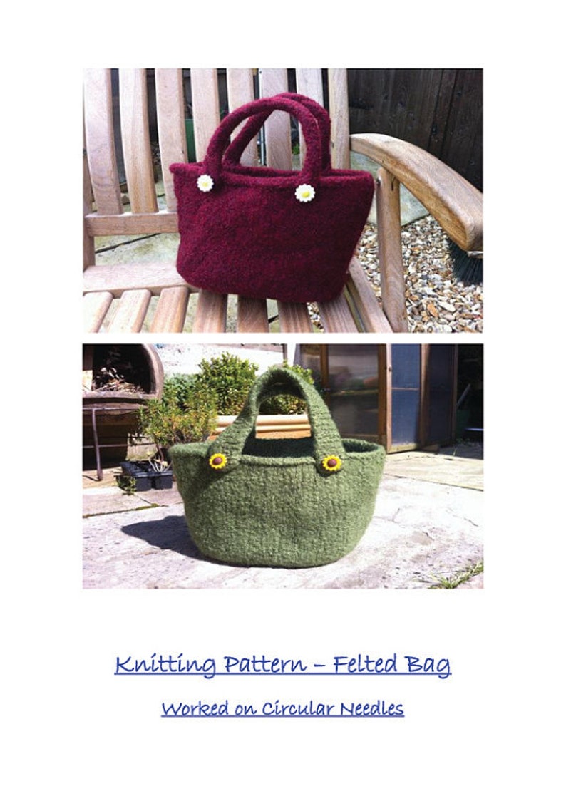 PDF Knitting Pattern - Felted Bag - in Pure Wool, Instant Download ...