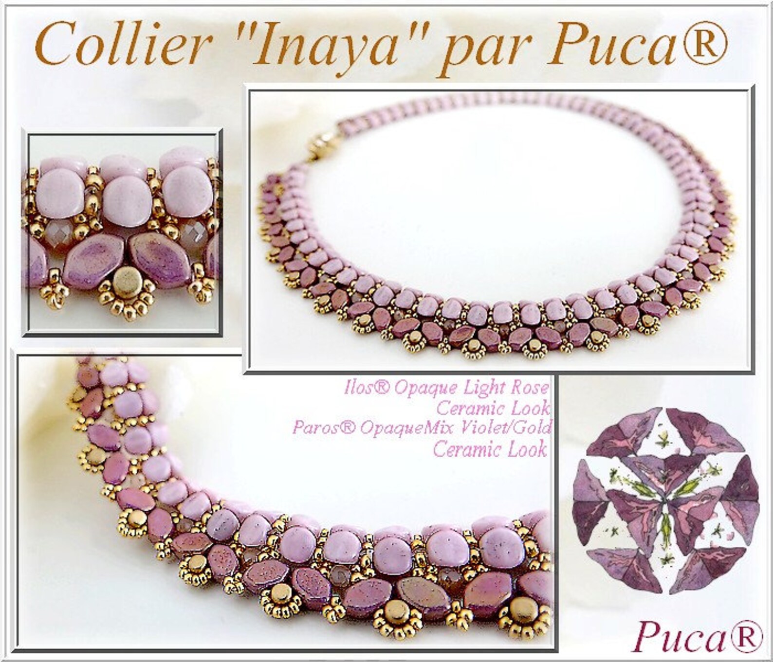Ilos®par Puca® Beads 5x5mm Opaque Mix Violet/gold Ceramic Look - Etsy