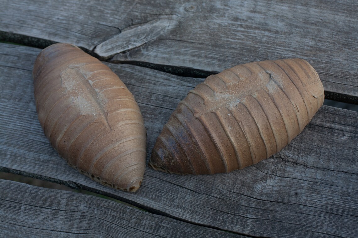 Set of Two Wood Fired Ash Glazed Plates boats by - Etsy