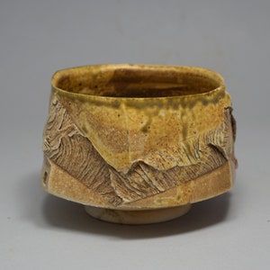 Yellow Gold Chawan, Ash Glazed Tea Bowl for Japanese Tea Ceremony ...