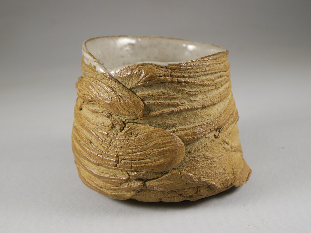 Wood-fired 'lava' Yunomi Cup - Handbuilt Wabi Sabi Pottery Tea Bowl by ...