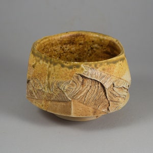 Yellow Gold Chawan, Ash Glazed Tea Bowl for Japanese Tea Ceremony ...