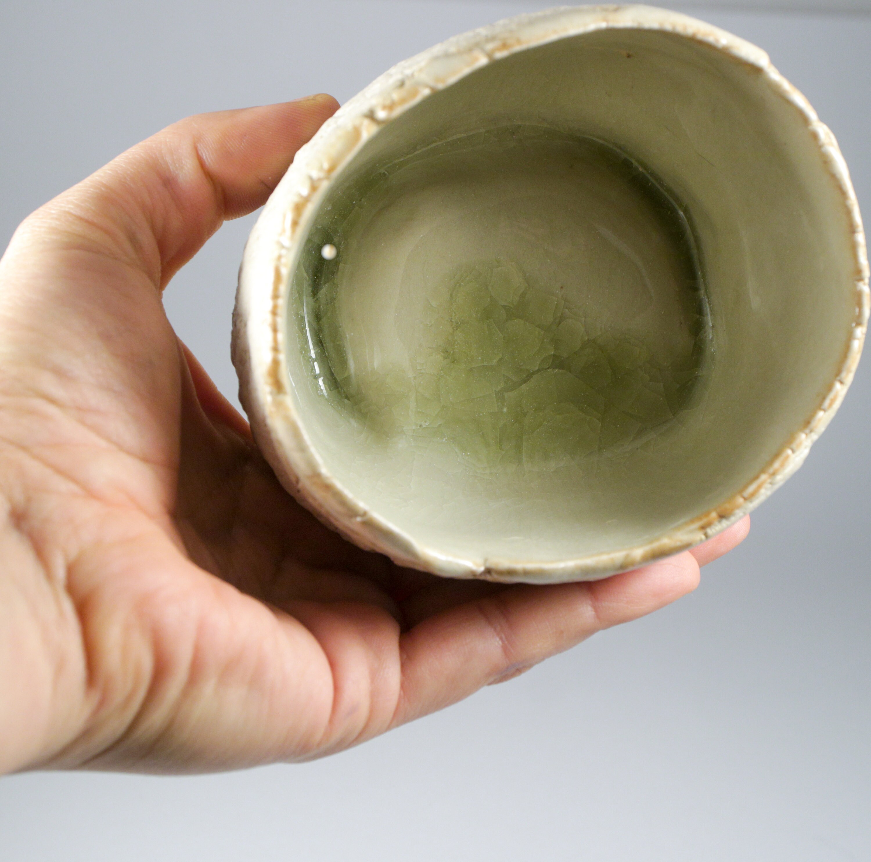 White "green Lake Lava" Yunomi or Coffee Cup Handbuilt by Paul Fryman ...