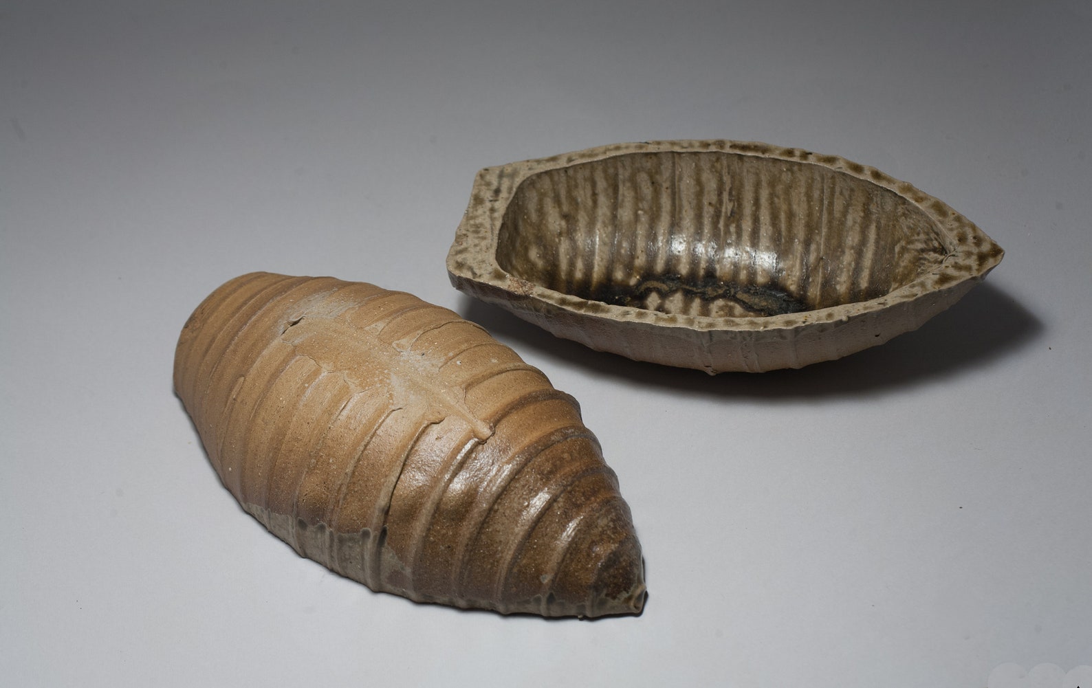 Set of Two Wood Fired Ash Glazed Plates boats by - Etsy