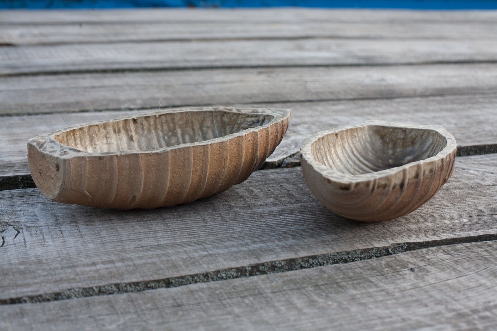 Set of Two Wood Fired Ash Glazed Plates boats by - Etsy