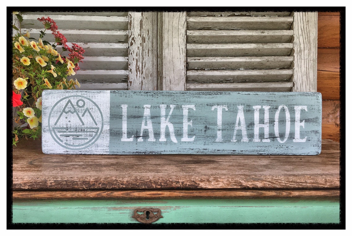 Lake Tahoe Painted Sign L Lake Tahoe Wooden Sign L Lake Tahoe - Etsy