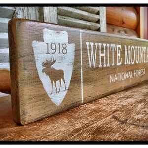 White Mountain National Forest Painted Sign L White Mountain Wooden ...
