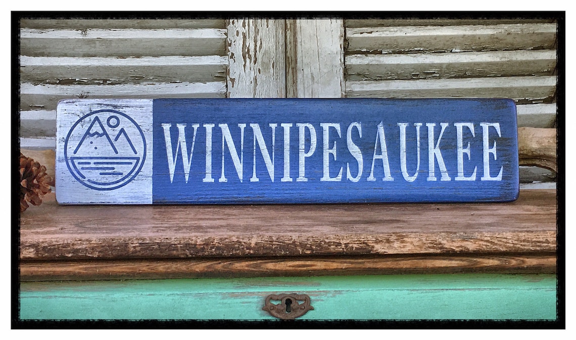 Lake Winnipesaukee Painted Sign L Lake Winnipesaukee Wooden Sign L ...