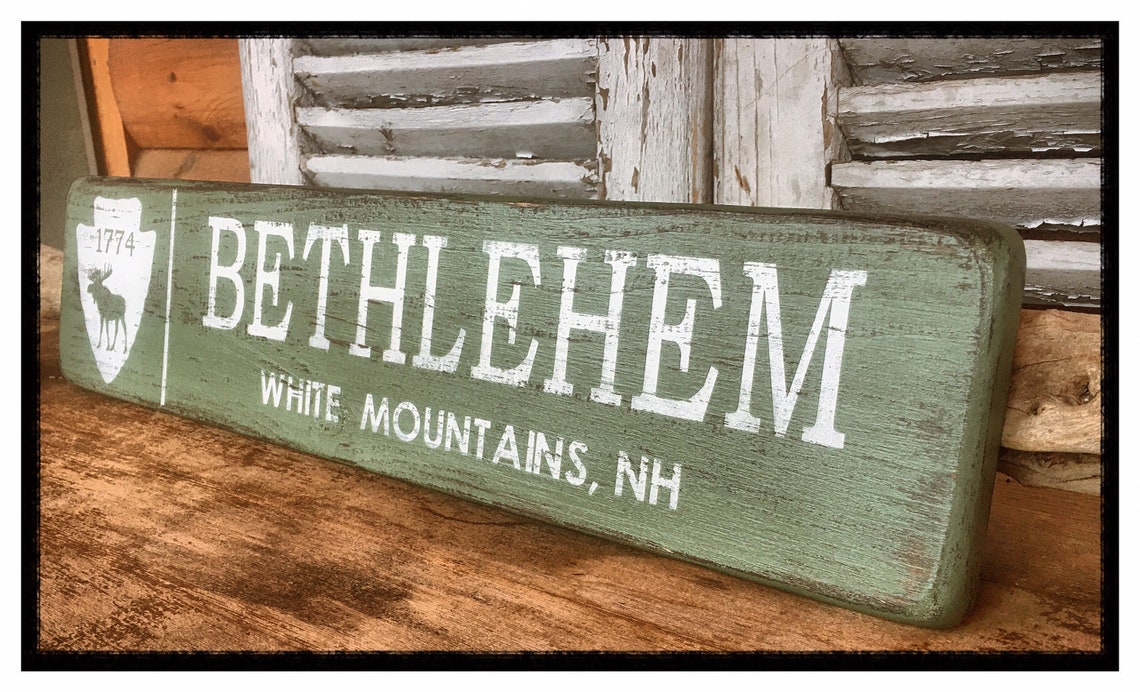 Bethlehem New Hampshire Painted Sign L Bethlehem NH Wooden - Etsy