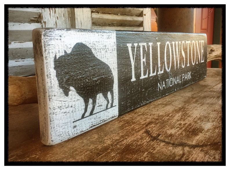 Yellowstone Sign L Yellowstone National Park Sign L Yellowstone Wooden ...