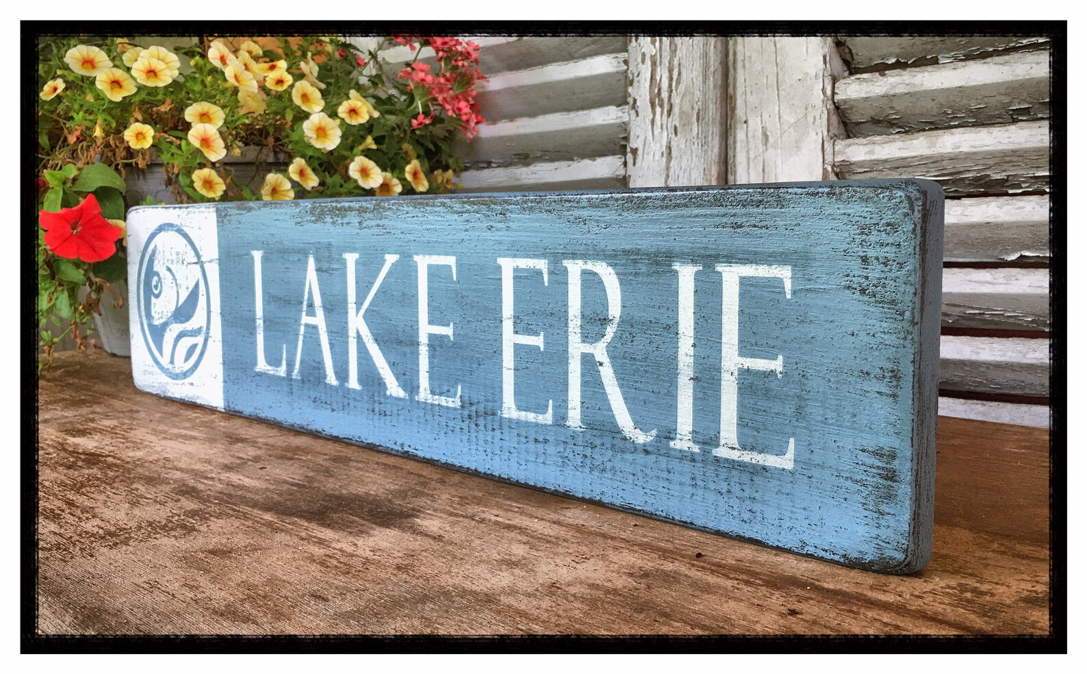 Lake Erie Painted Sign L Lake Erie Wooden Sign L Lake Erie Sign L Lake ...