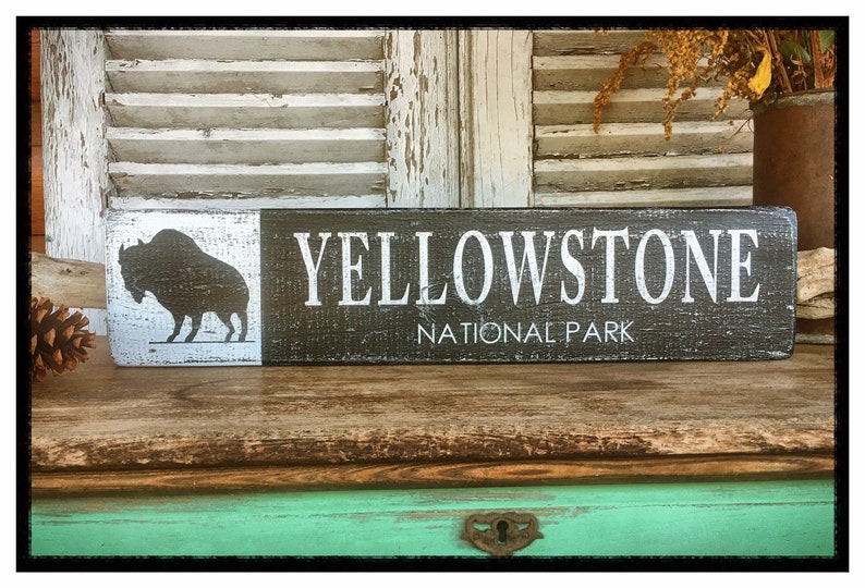 Yellowstone Sign L Yellowstone National Park Sign L Yellowstone Wooden ...