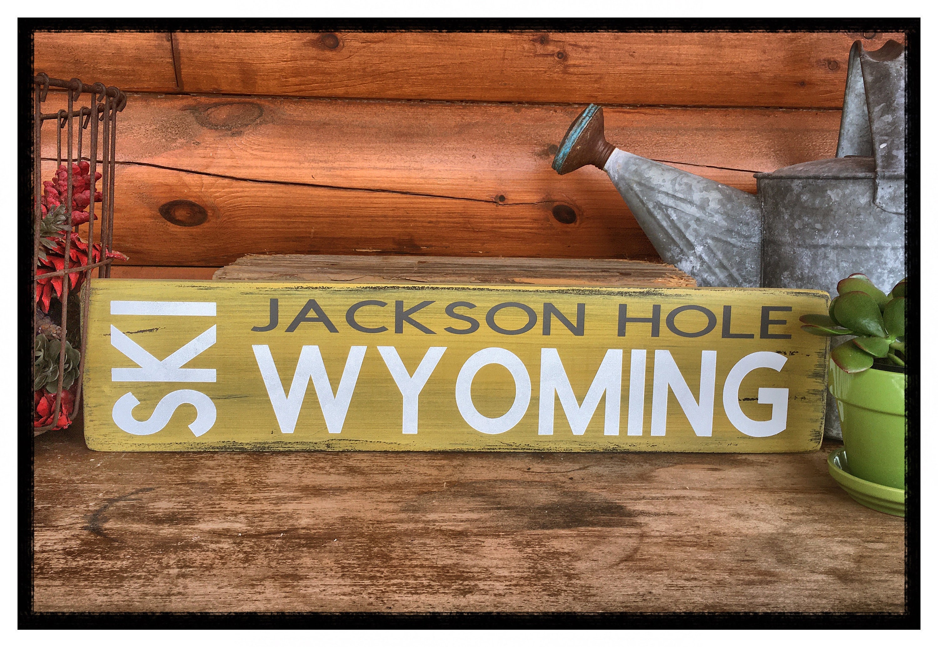 Ski Jackson Hole Sign L Jackson Hole Sign L Jackson Hole WY Sign L ...