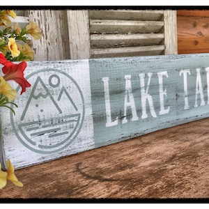 Lake Tahoe Painted Sign L Lake Tahoe Wooden Sign L Lake Tahoe Sign L ...