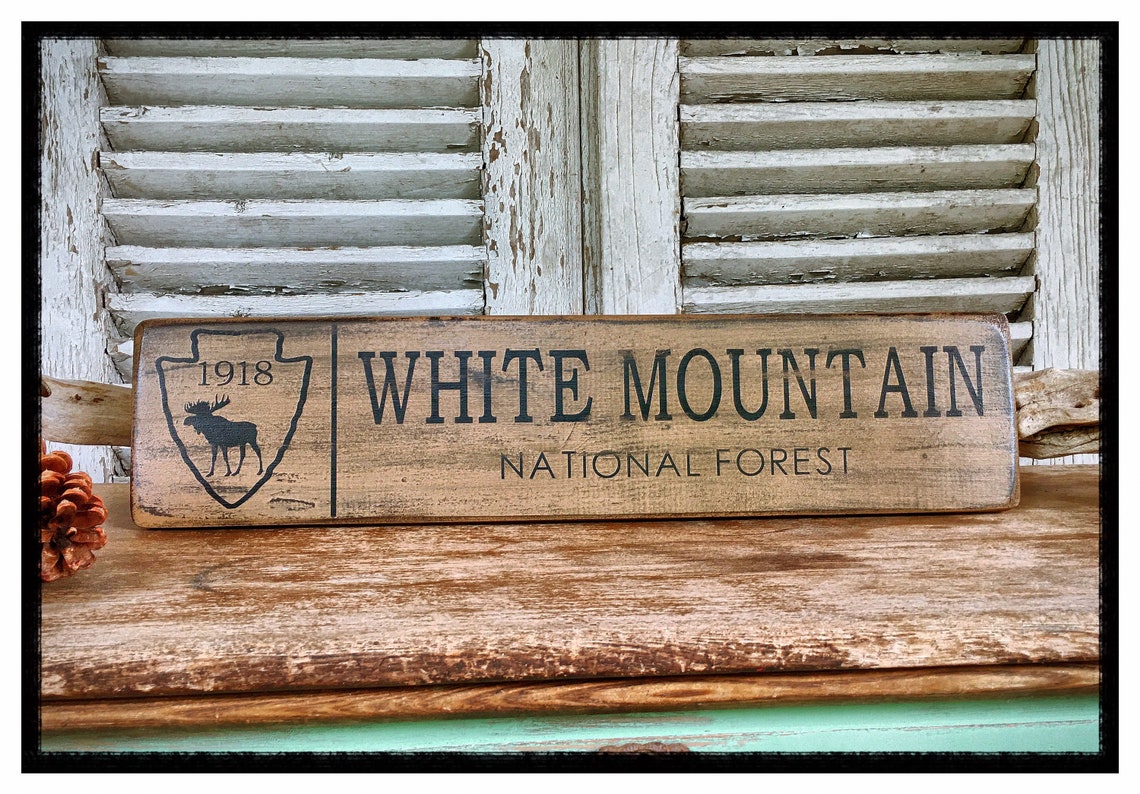 White Mountain National Forest Painted Sign l White Mountain | Etsy