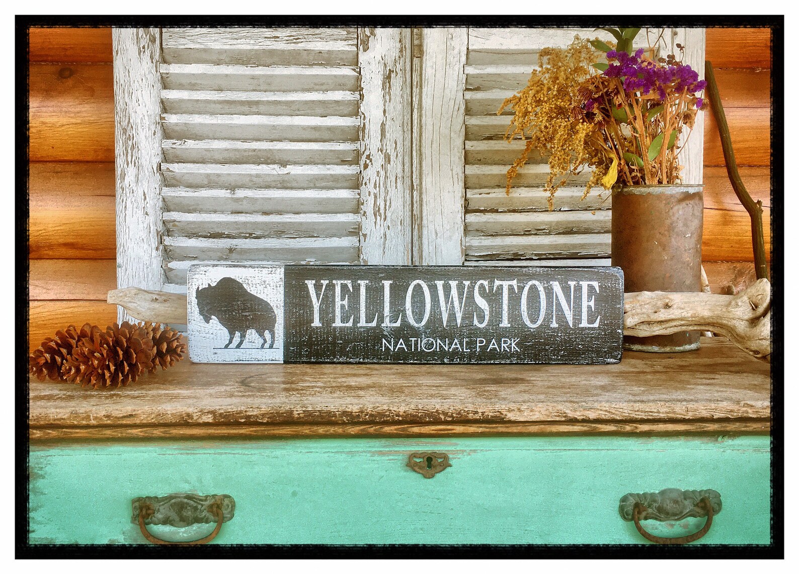 Yellowstone Sign L Yellowstone National Park Sign L Yellowstone Wooden ...