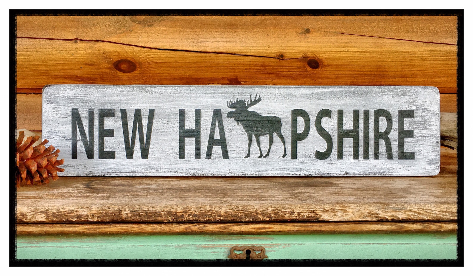 New Hampshire Painted Sign L New Hampshire Wooden Sign L New Hampshire ...