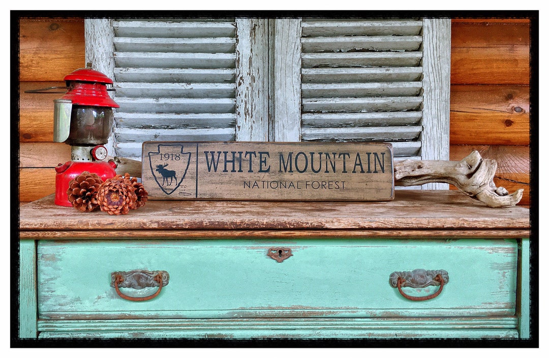 White Mountain National Forest Painted Sign L White Mountain Wooden ...