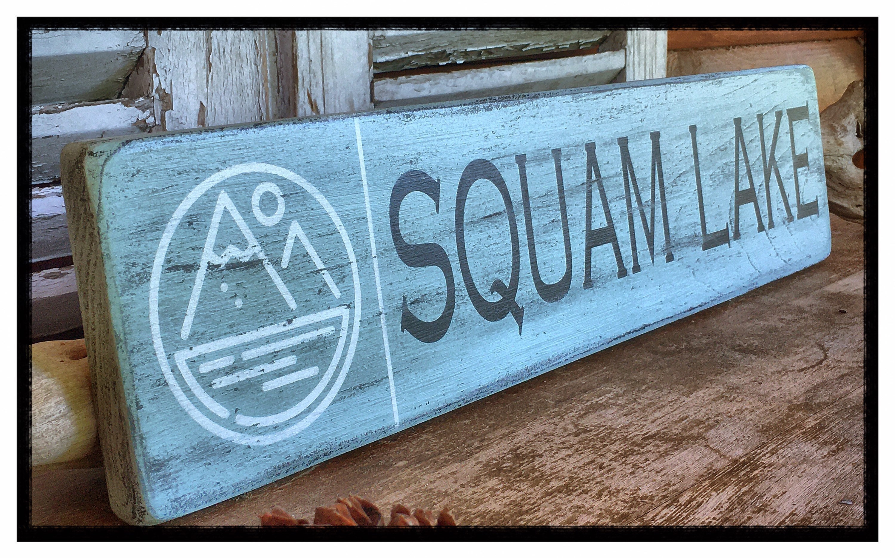Squam Lake Painted Sign L Squam Lake Wooden Sign L Squam Lake Sign L ...