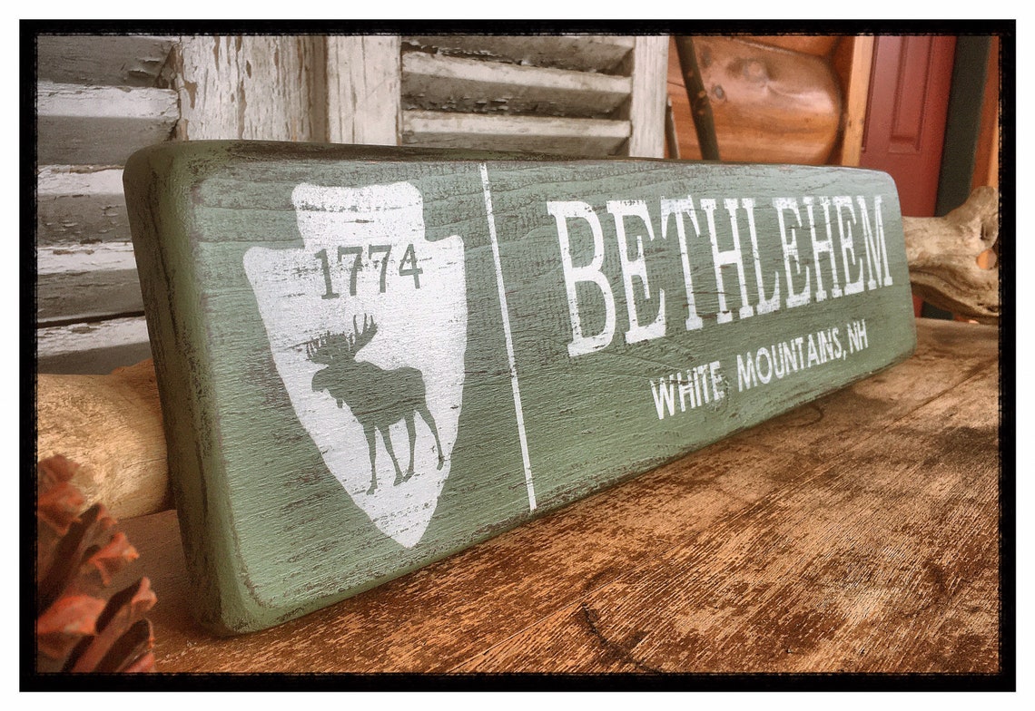 Bethlehem New Hampshire Painted Sign L Bethlehem NH Wooden - Etsy