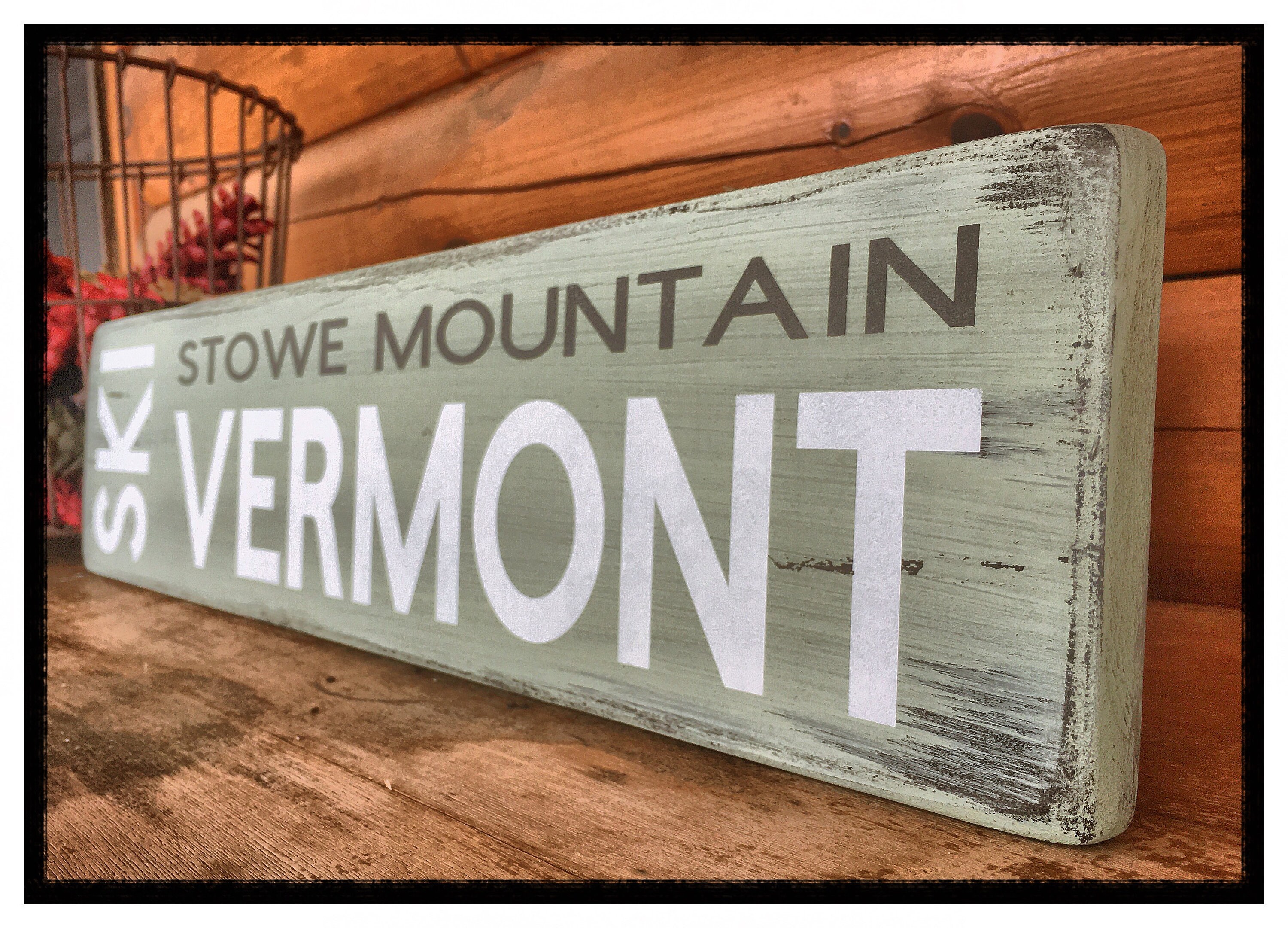 Ski Stowe Mountain Sign L Stowe VT Sign L Stowe Ski Sign L Stowe Ski ...