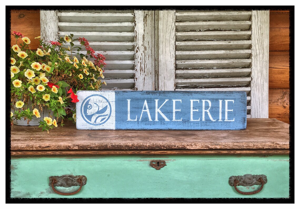 Lake Erie Painted Sign L Lake Erie Wooden Sign L Lake Erie - Etsy