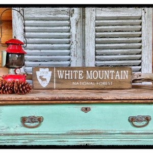 White Mountain National Forest Painted Sign L White Mountain Wooden ...
