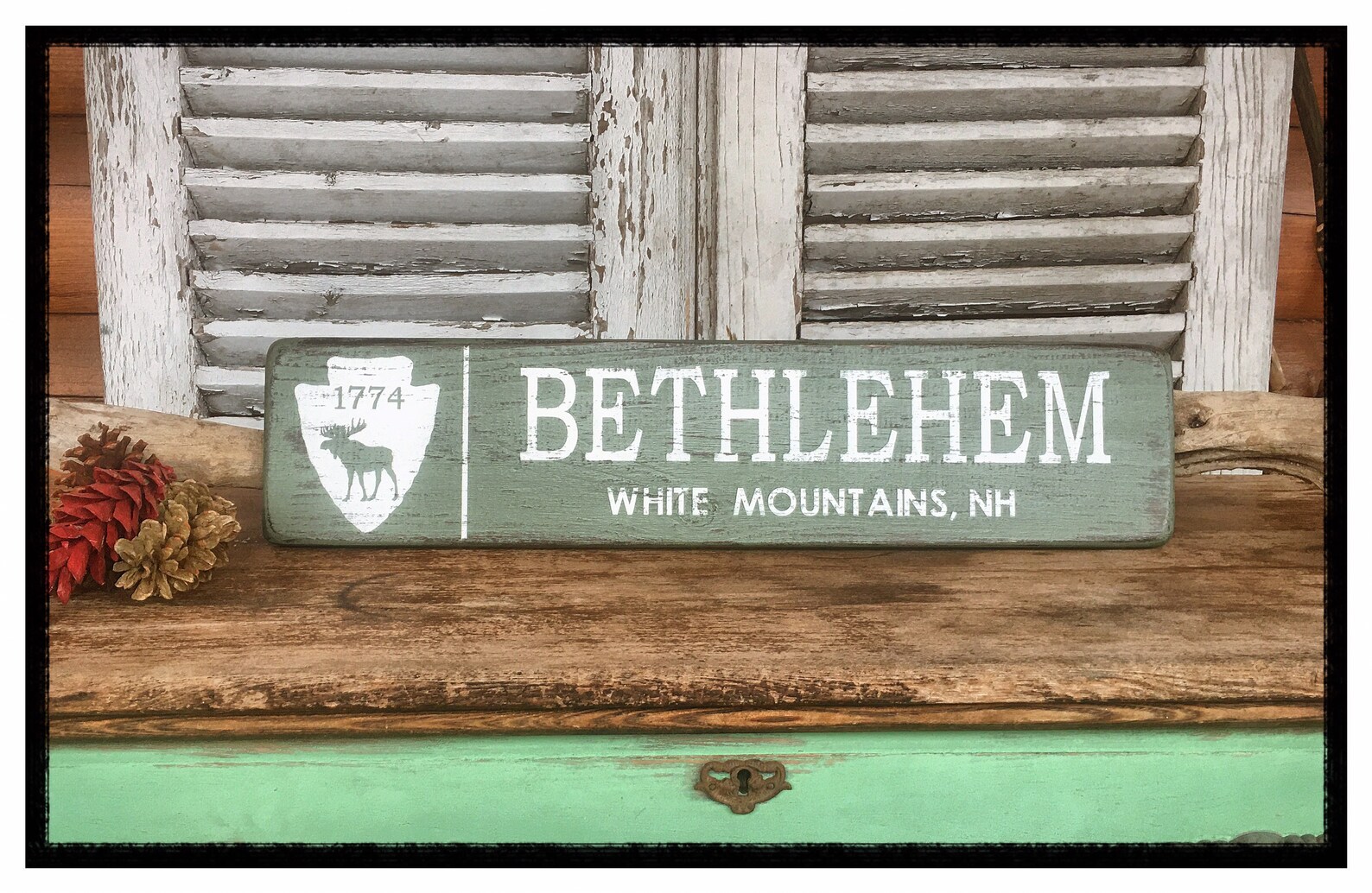 Bethlehem New Hampshire Painted Sign L Bethlehem NH Wooden - Etsy