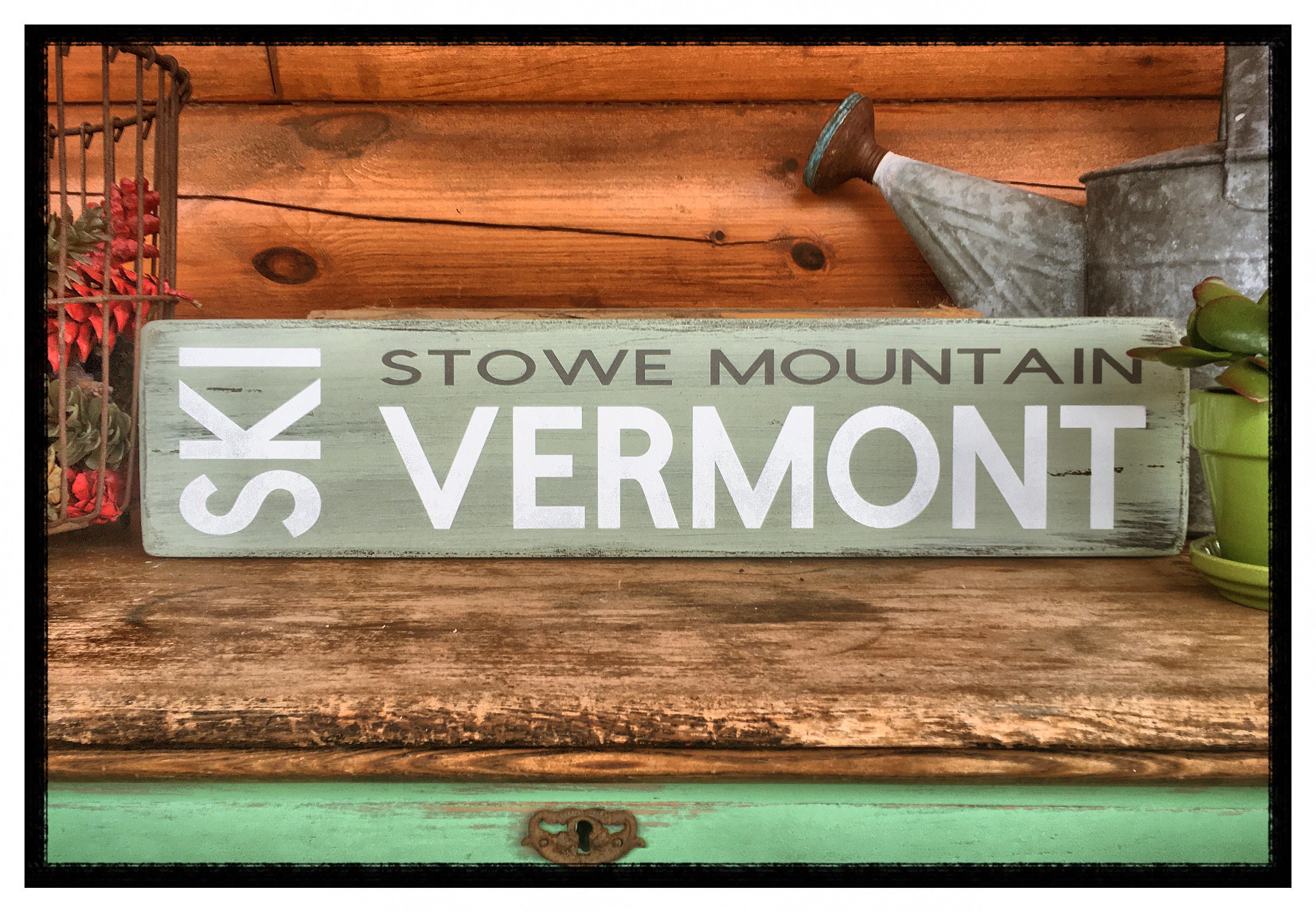 Ski Stowe Mountain Sign L Stowe VT Sign L Stowe Ski Sign L Stowe Ski ...