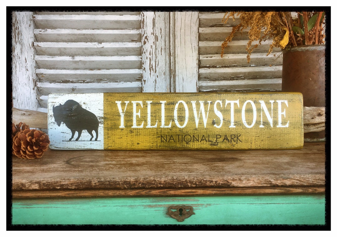 Yellowstone Sign L Yellowstone National Park Sign L Yellowstone Wooden ...