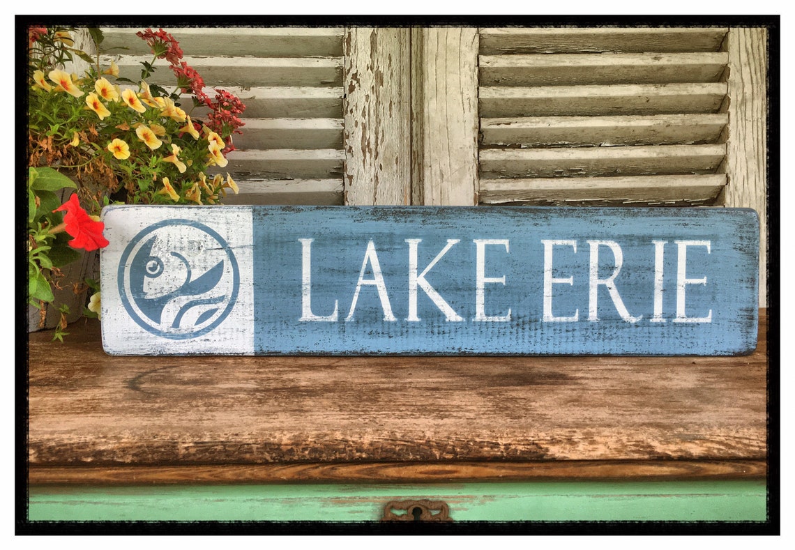 Lake Erie Painted Sign L Lake Erie Wooden Sign L Lake Erie - Etsy