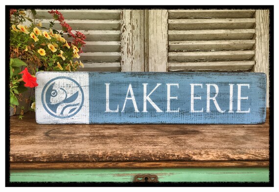 Lake Erie Painted Sign L Lake Erie Wooden Sign L Lake Erie - Etsy