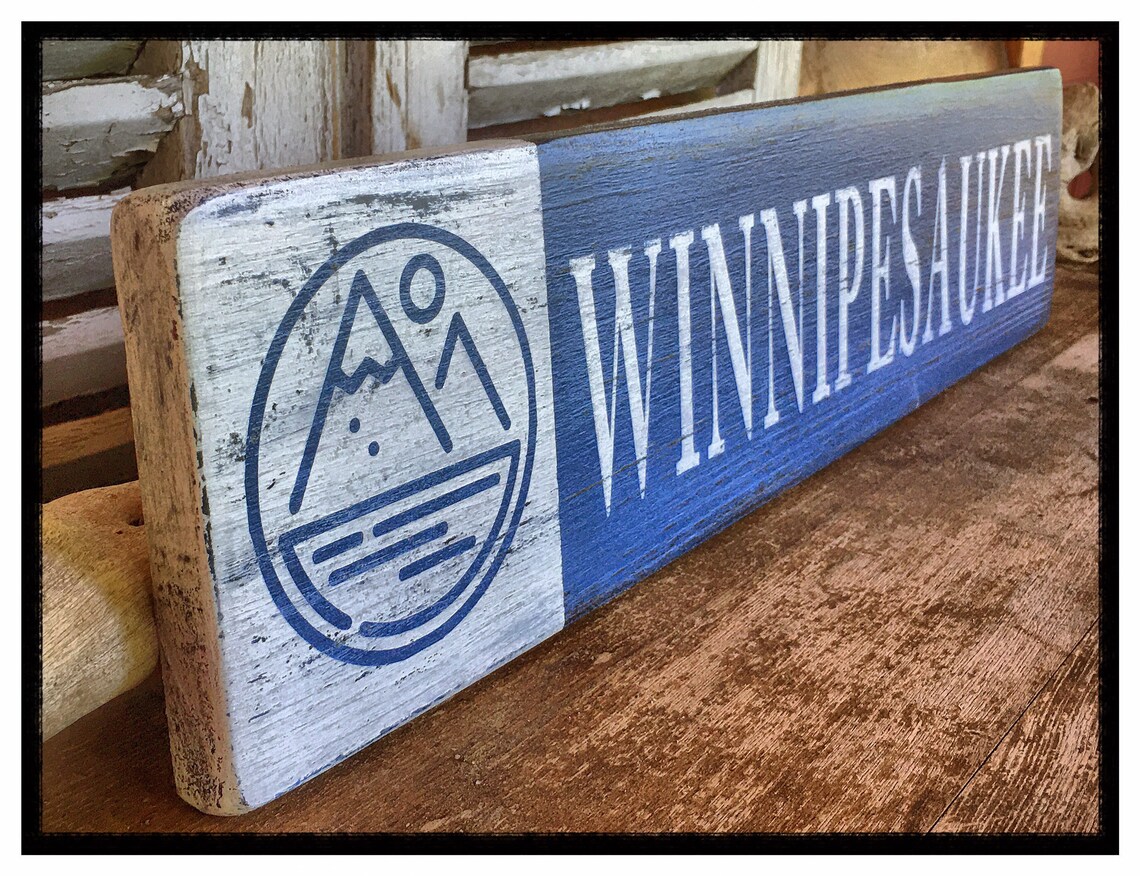 Lake Winnipesaukee Painted Sign L Lake Winnipesaukee Wooden Sign L ...