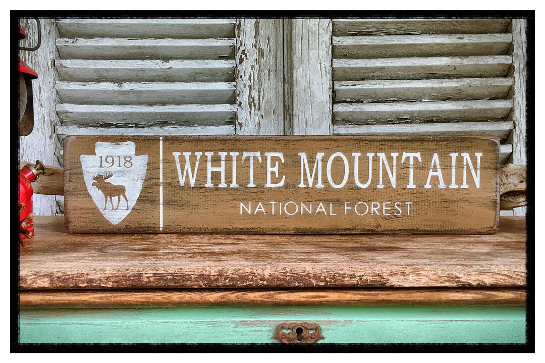 White Mountain National Forest Painted Sign L White Mountain Wooden ...