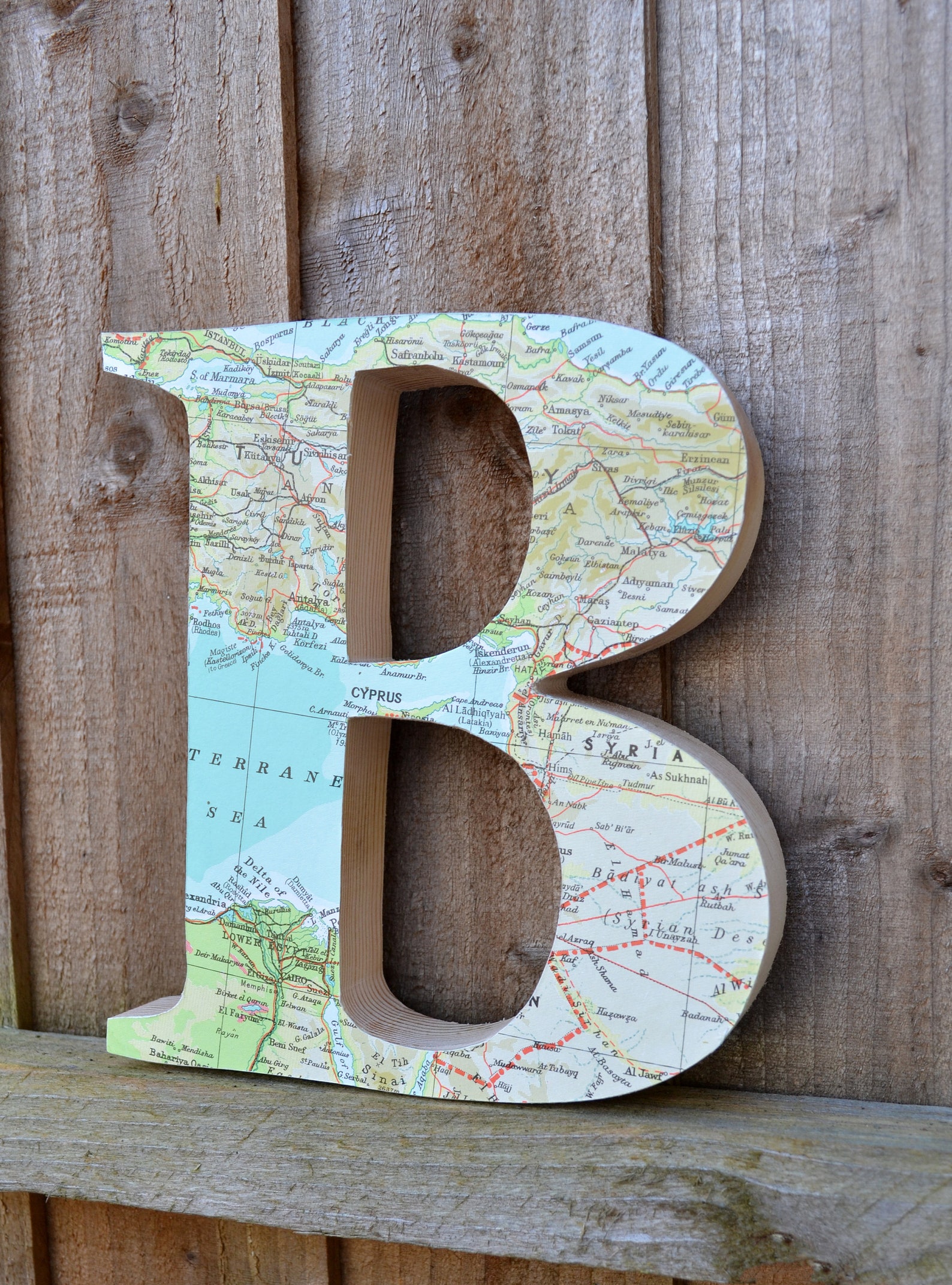 Personalised Map Letters Freestanding Wood Letters Travel | Etsy