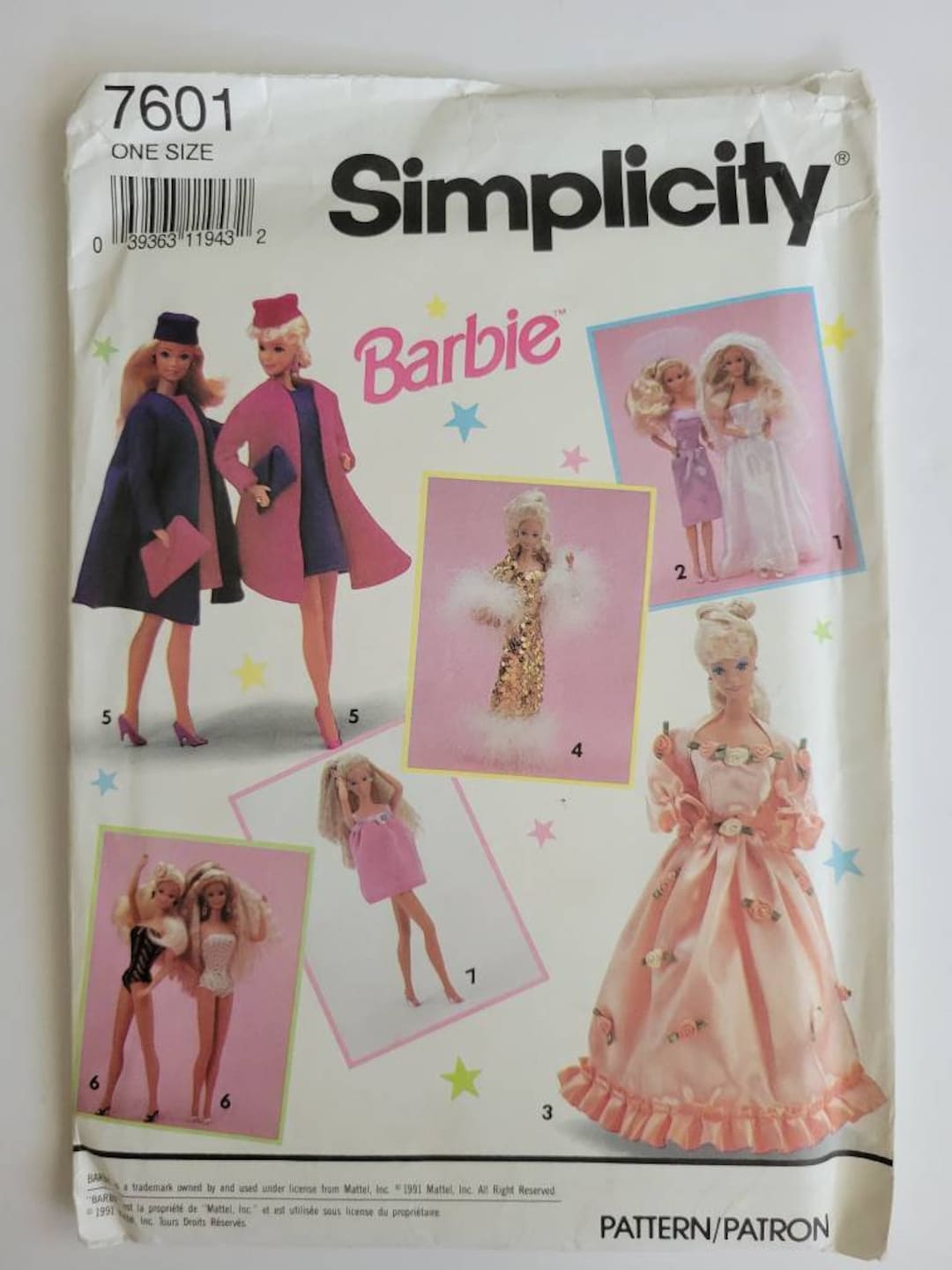 BARBIE Clothes, Simplicity 7601, Vintage Sewing Pattern 11 1/2 Fashion ...
