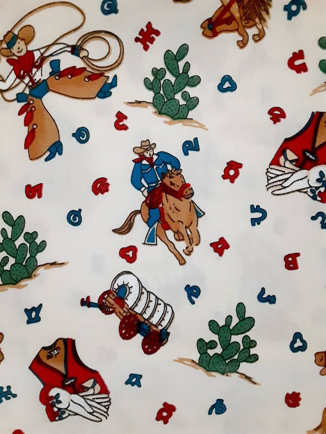 Retro Cowboy Fabric, Vintage Western Theme by the Half Yard, Cotton ...