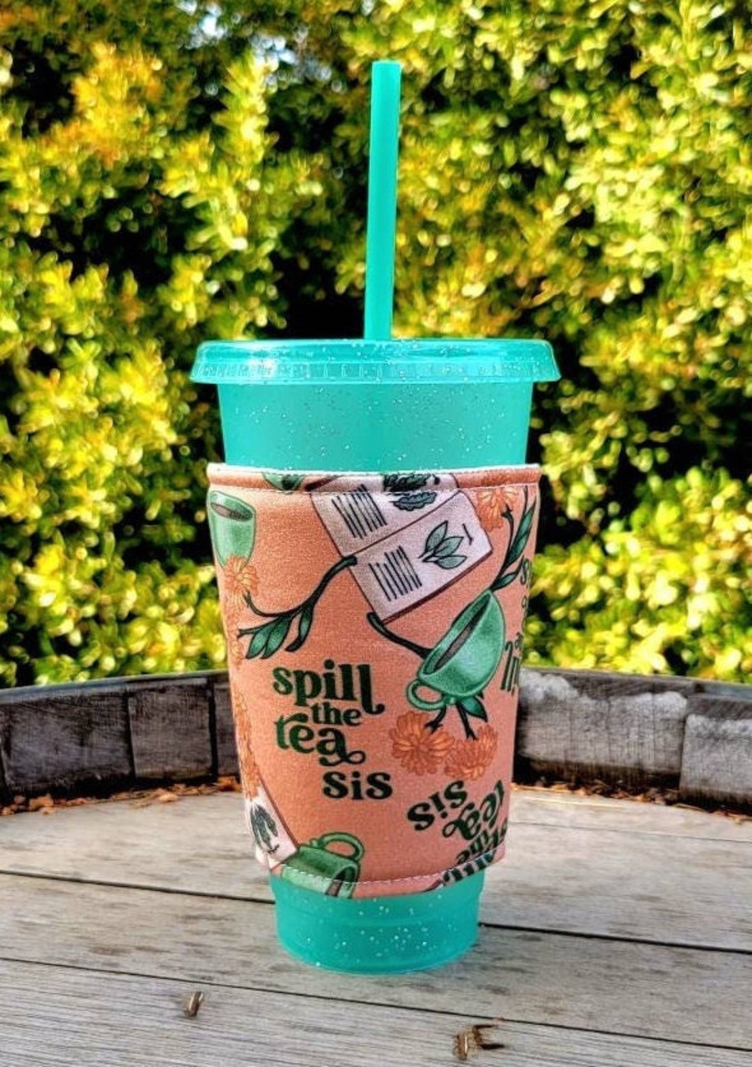 Spill the Tea Sis Coffee Cozy Iced OR Hot, Insulated Sleeve, Reversible ...