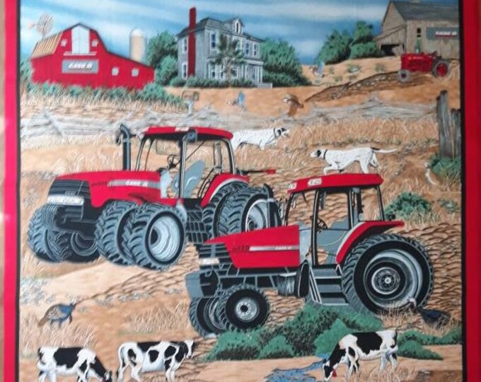 Case Tractor Panel by Springs Industries Plus Red Backing Fabric ...