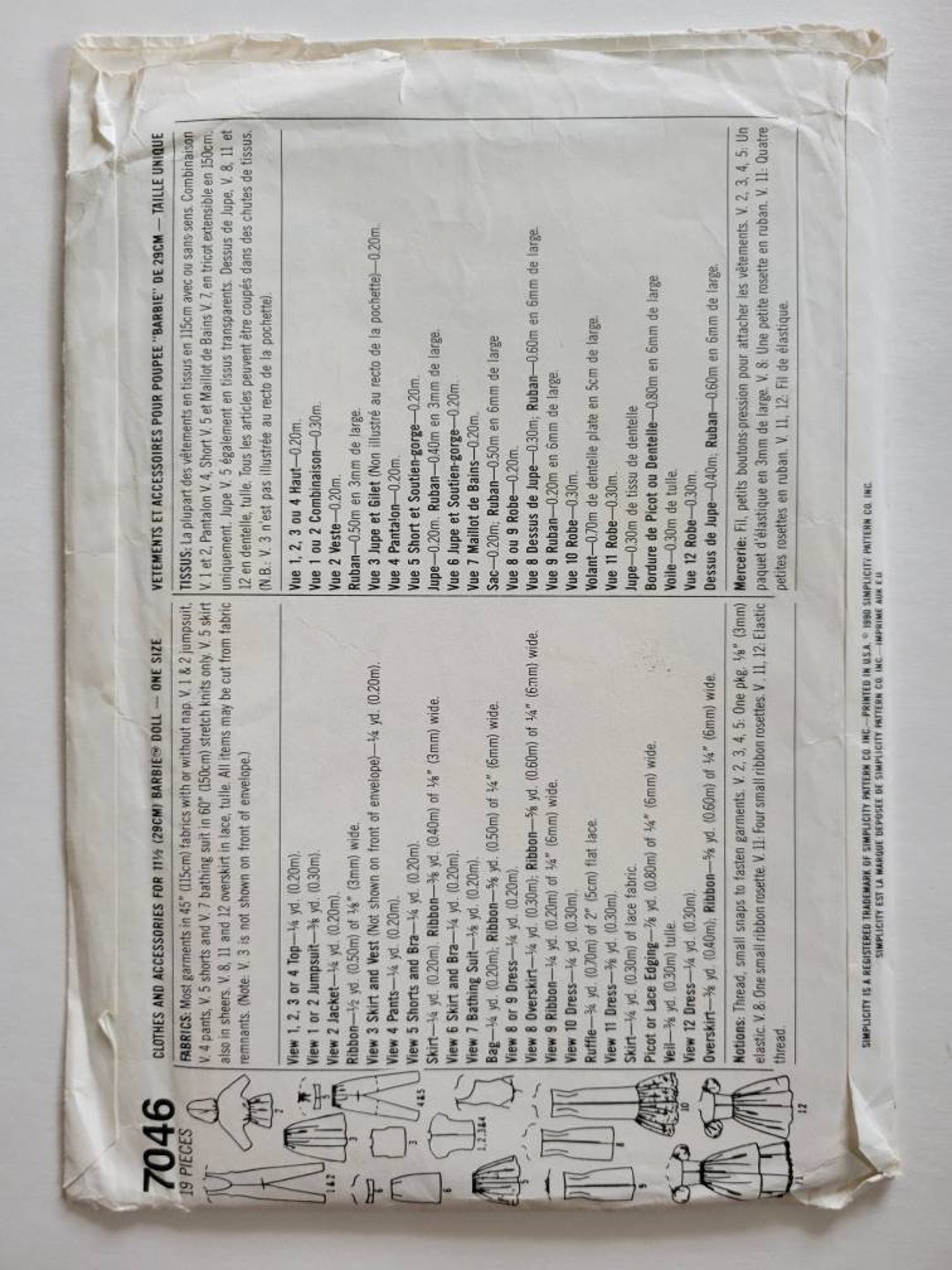 BARBIE Clothes Simplicity 7046 Vintage Sewing Pattern 11 - Etsy