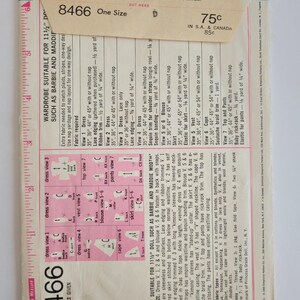 BARBIE Clothes, Simplicity 8466, Vintage Sewing Pattern 11 1/2" Fashion Doll Clothes, Partially ...