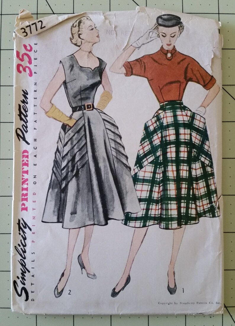 Simplicity 3772 size 12 bust 30 1950s blouse and skirt | Etsy