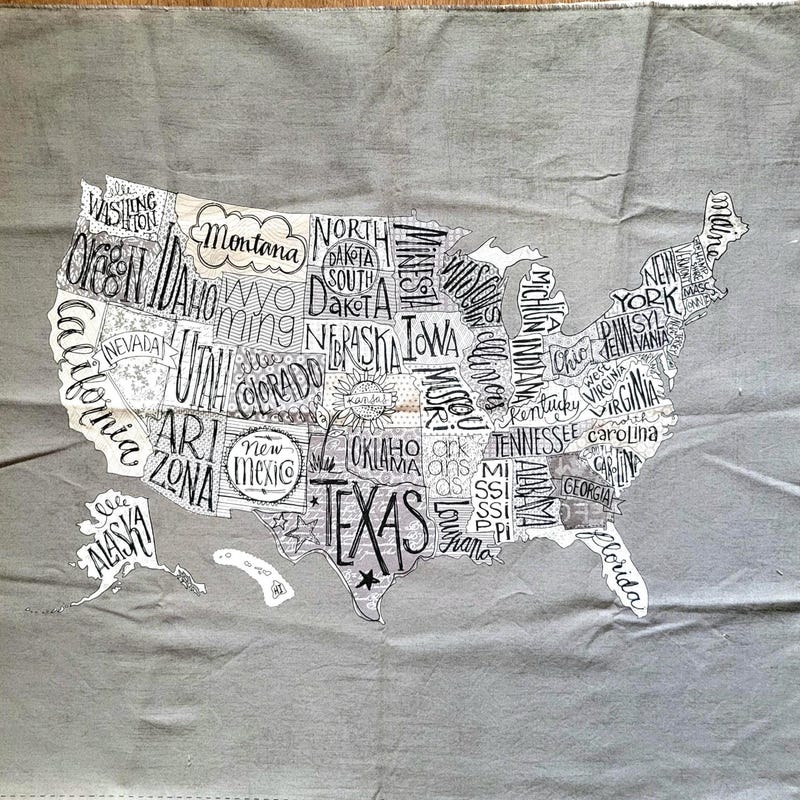 Usa Map Fabric Panel - Etsy