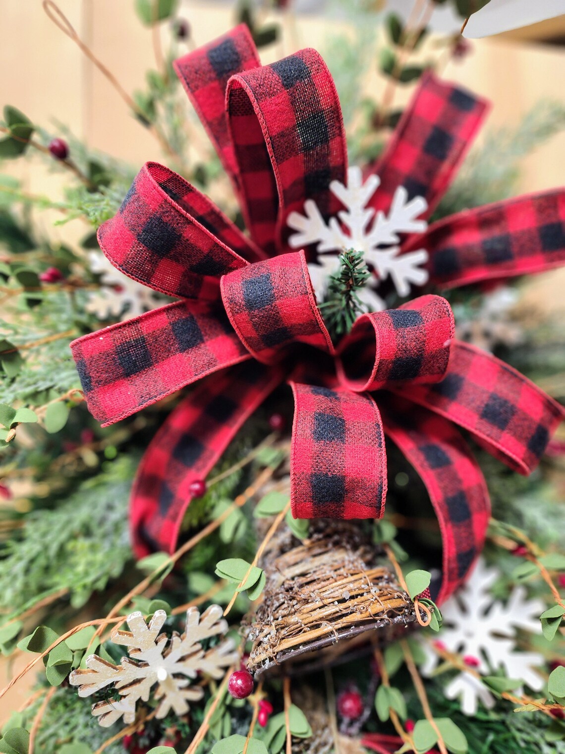 Rustic Bells, Winter Swag, Winter Bells Swag, Buffalo Plaid Swag ...